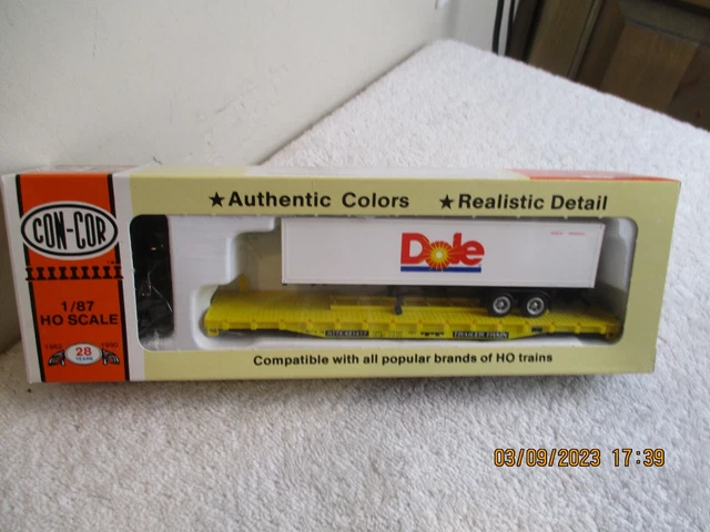 NEW-CON-COR HO SCALE Flatcar W/ Dole Piggyback Trailer-R12-4089 $27.81 ...