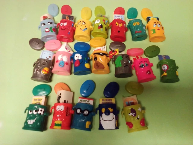 KINDER FERRERO BANDA bidon merende serie completa 19 pezzi con sorpresa ...