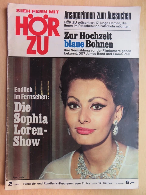 HÖRZU 2/1969, ÖSTERREICH, Sophia Loren, Peter Ustinov, Diana Rigg ...