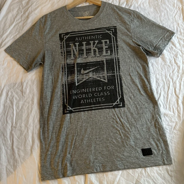 NIKE AUTHENTIC LOGO Shirt Engineered For World Class Athletes Gray ...
