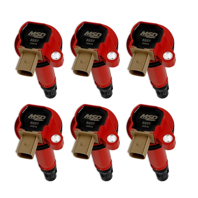 MSD IGNITION COIL Red 3-Pin Connector 6 Pack For 2010-2016 Ford ...