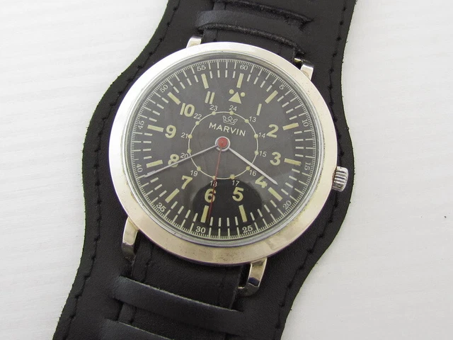 OROLOGIO SVIZZERO MARVIN Laco Aviator FLIEGER Luftwaffe Pilots seconda ...