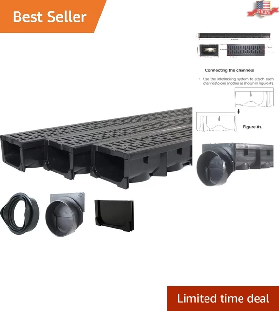 HEAVY-DUTY DRAINAGE TRENCH - Channel Drain With Grate - Black Plastic ...