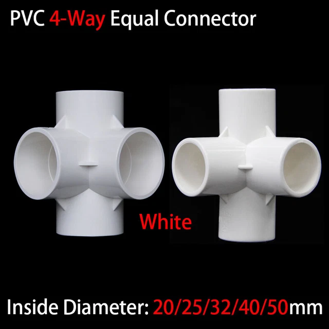 PVC 4-WAY WHITE Equal Connector Socket Pressure Pipe Fittings 20/25/32 ...