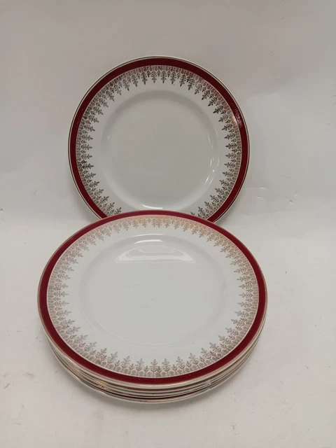 VINTAGE ALFRED MEAKIN England Glo-White Ironstone Red & Gold Dinnerware ...