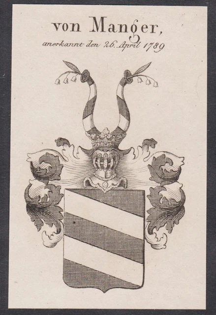 MANGER WAPPEN COAT of arms Heraldik heraldry Genealogie Kupferstich ...