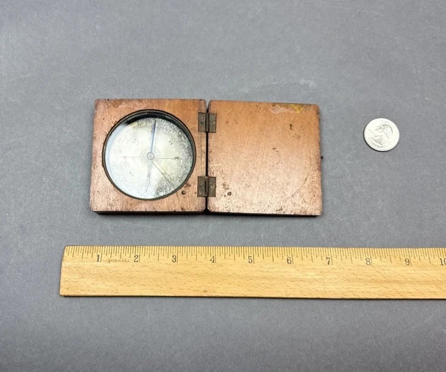 VINTAGE ANTIQUE WORKING 1800s COMPASS in Wood Case, Made in France ...