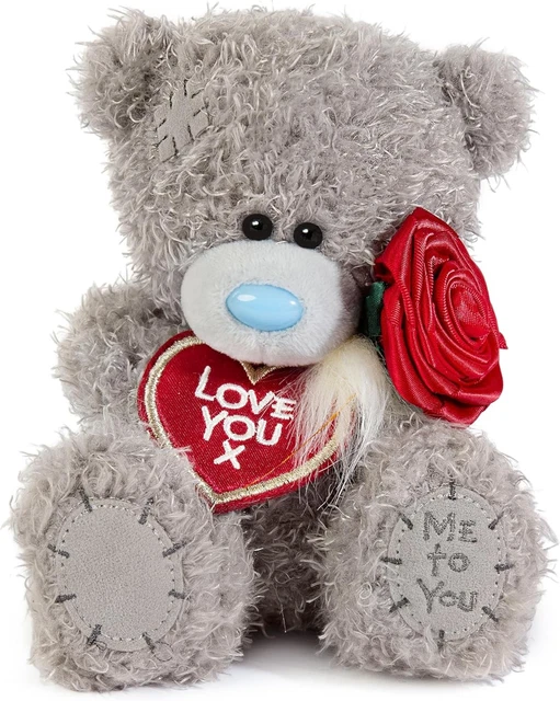 ME TO YOU Tatty Teddy Plush 15cm-High I Love Bear With Rose On Luxury ...