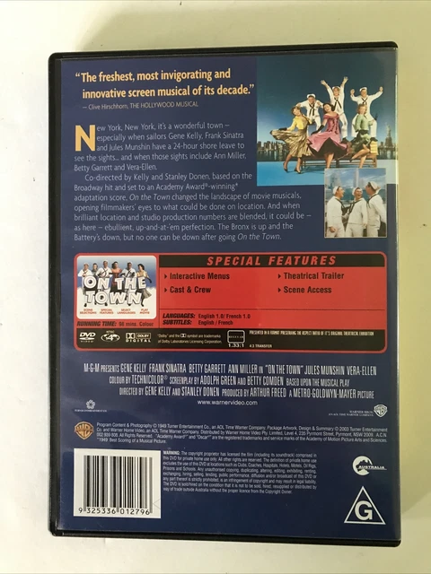 ON THE TOWN (1949) Gene Kelly - Frank Sinatra Region 4 NTSC As New ...