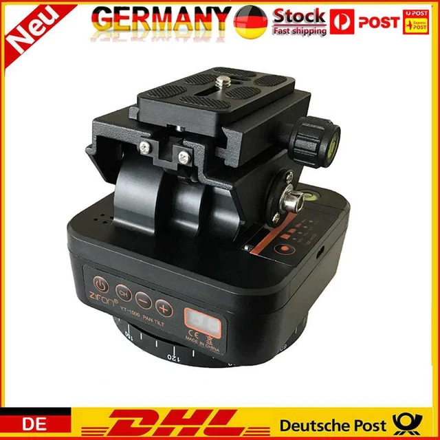 YT-1000 MOTORIZED PAN Tilt Tripod Head with Quick Release Plate + Phone ...