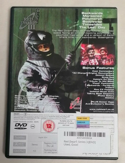 DVD BOX SET - Red Dwarf 3 Complete Original Third Series BBC DVD PAL UK ...