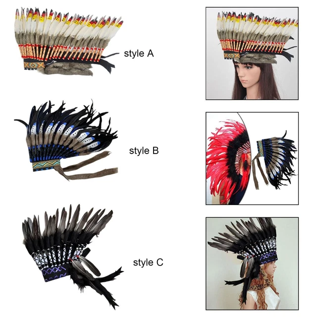 NATIVE AMERICAN INSPIRED Feather Headdress Photo Props Handcrafted ...