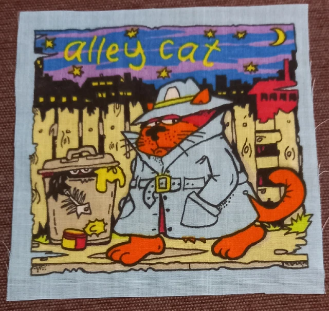RARE VINTAGE FUNKY CAT Fabric Panel - ALLEY CAT (15cm x 15cm) EUR 7,34 ...