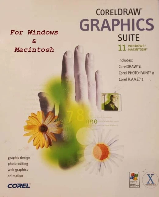 CORELDRAW GRAPHICS SUITE 11 Upgrade Complete 2002 Windows 98/XP/Win11 ...