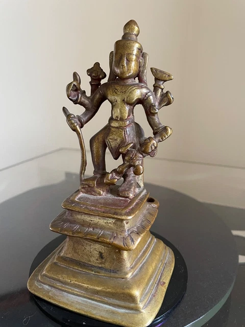 ANCIENNE STATUE INDIENNE En Bronze Durga Divinité Hindoue Dieu Tuant ...