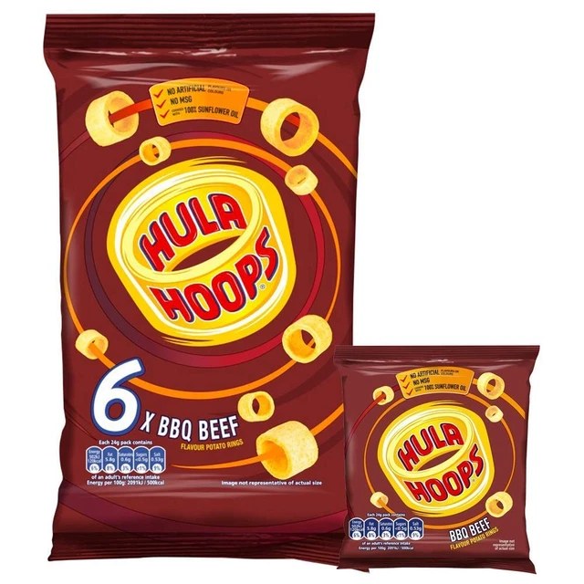 HULA HOOPS - BBQ BEEF Multipack 6 x 24g Bags - Deliciously Crunchy ...