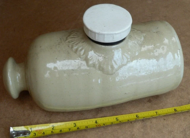 SMALL VINTAGE STONEWARE Hot Water Bottle / Footwarmer With Screw Top £2 ...