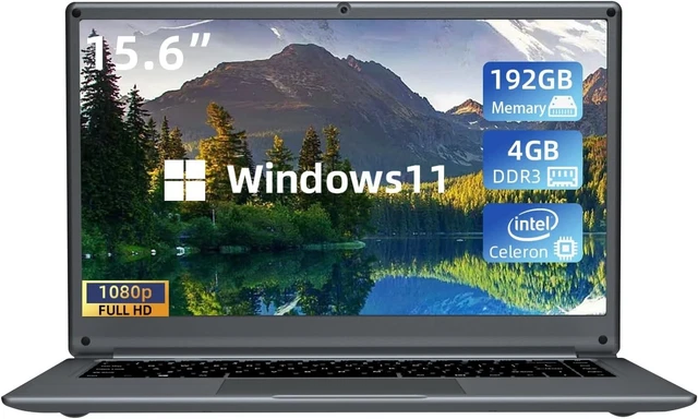PC PORTATILE 15,6 Pollici, Windows 11 Notebook, 4 GB RAM + 192 GB SSD ...