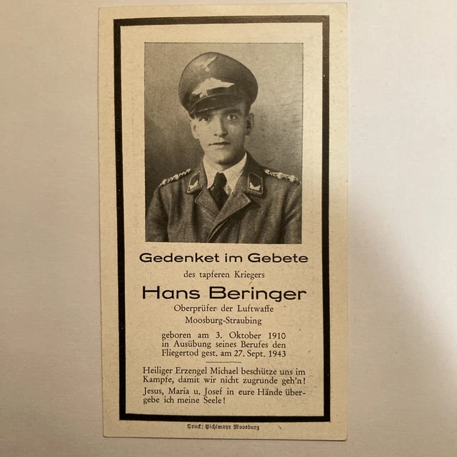 STERBEBILD WW2 WK2 Luftwaffe Überprüfer Fliegertod 1943 Uniform ! EUR ...