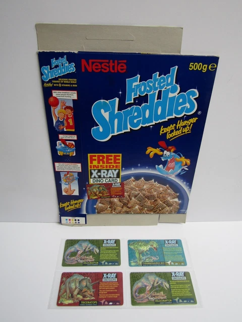 NESTLE 1997 FROSTED SHREDDIES X-Ray Dinosaurs Cereal Box & Set of 4 ...