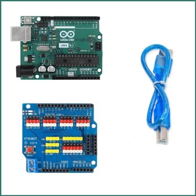 ARDUINO UNO REV3 R3 Kit Module Board + Sensor Shield board + USB Cable ...