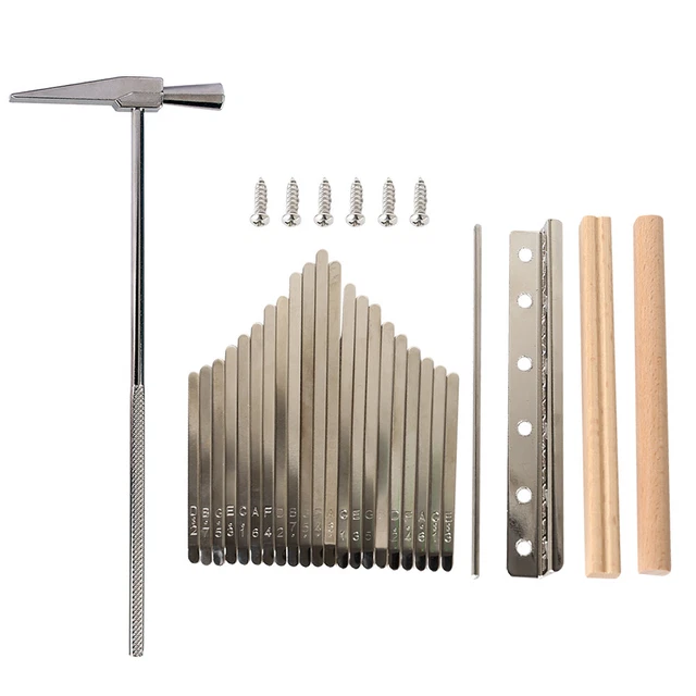 KALIMBA STEEL KEYS+WOOD Bridge+Steel Tuning Hammer Kit Musical ...