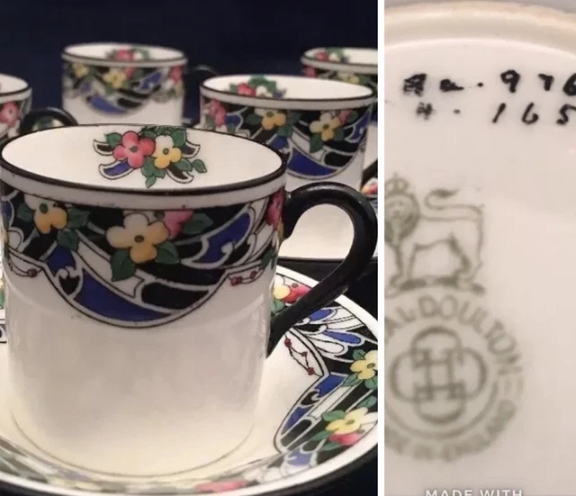 ROYAL DOULTON *ROBERT Allen* Art Nouveau Demitasse Cups&Saucers~c.1923 ...