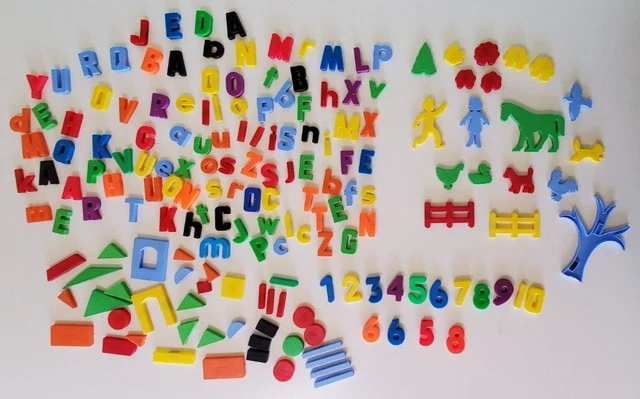 LOT OF 172 MAGNETIC ALPHABET LETTERS NUMBERS SHAPES ANIMALS ...