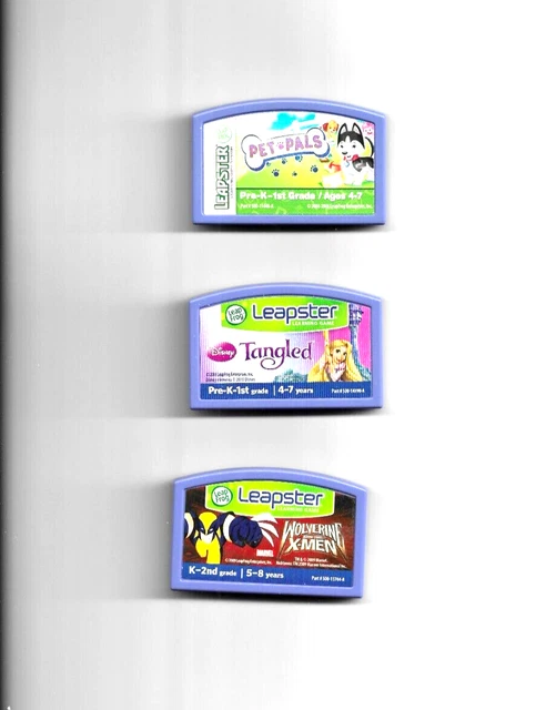 LOT OF 3 Leap Frog Leapster Tangled, X-Men, Pets &Pals Video Game ...