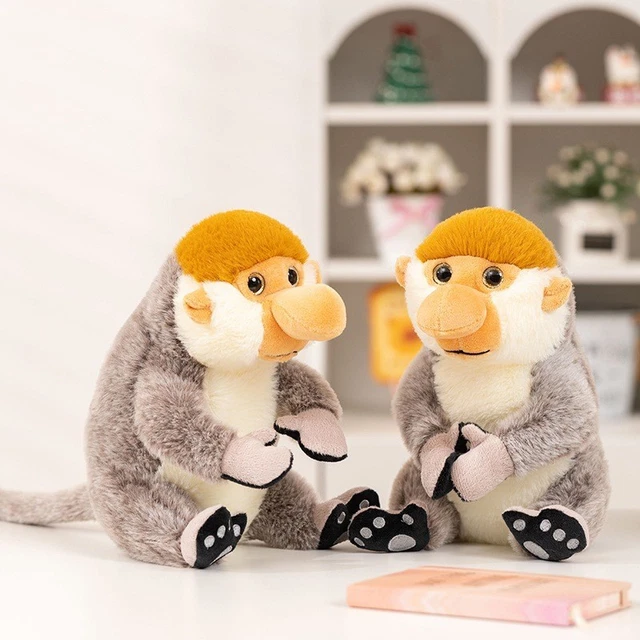 CUTE PROBOSCIS MONKEY Plush Toys Realistic Stuffed Wild Animal Monkley ...