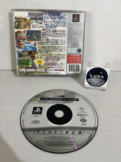CRASH BANDICOOT 3: Warped (Sony PlayStation 1 1999) Back Cover & Game ...