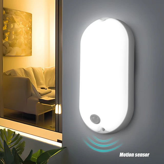 14W MOTION PIR Sensor Light Flush Wall Mounted Oval Bulkhead Light ...