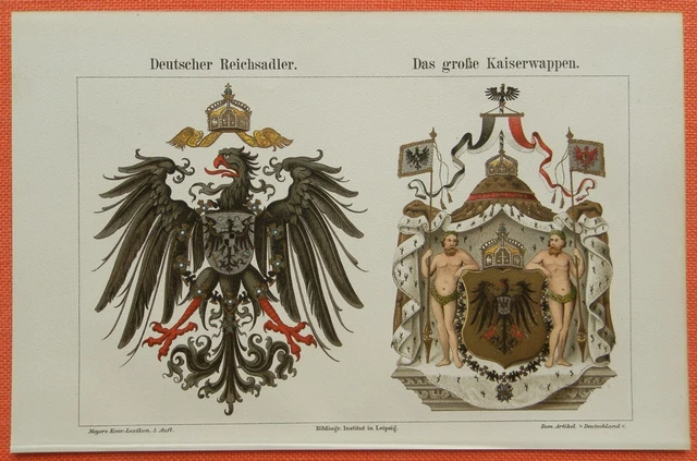 DEUTSCHER REICHSADLER + Das GROSSE KAISERWAPPEN 1897 Deutsches Reich ...