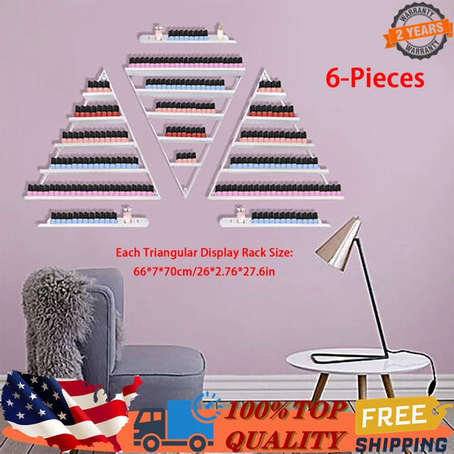 5-TIER METAL TRIANGLE NAIL POLISH DISPLAY RACK KITS White Wall-Mounted ...
