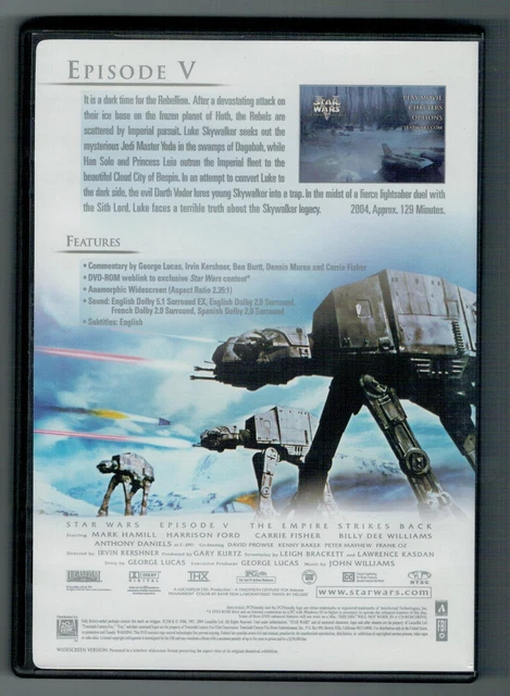 STAR WARS V THE EMPIRE STRIKES BACK WIDESCREEN DVD episode five 5 wide ...