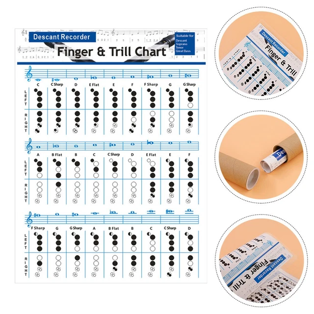 CHORD POSTER KIDS Recorder Finger Chart for Flute Notes Beginner £9.36 ...