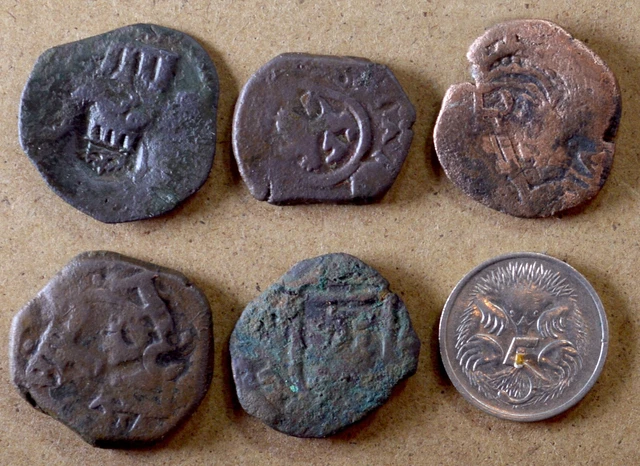 LOT OF 5 genuine Spanish copper cob coins from the 1500s-1700s $30.00 ...