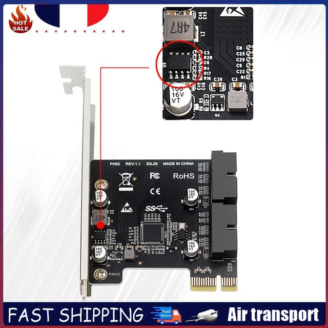 # USB 3.0 PCI-E PCIe X1 USB 3.0 Adapter Front Panel for PC Desktop ...