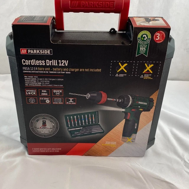 PARKSIDE CORDLESS DRILL 12V PBSA 12 E4 Bare Unit £19.99 - PicClick UK