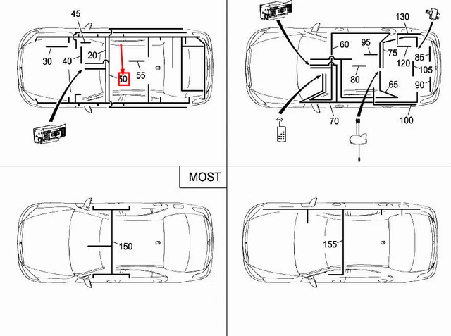 MERCEDES-BENZ S W222 GPS Electrical Wiring Harness A2228208804 NEW ...