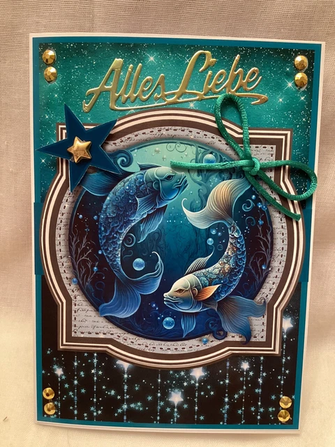 3D GRUSSKARTEN GLÜCKWUNSCH Karten Zum Geburtstag Fische Karte edle Handarbeit EUR 8,99 - PicClick DE