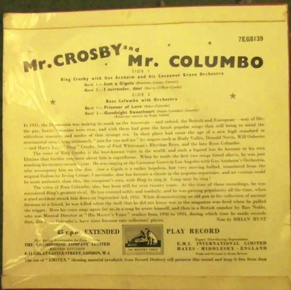 BING CROSBY, RUSS Columbo mit seinem Orchester - Mr. Crosby und Mr ...