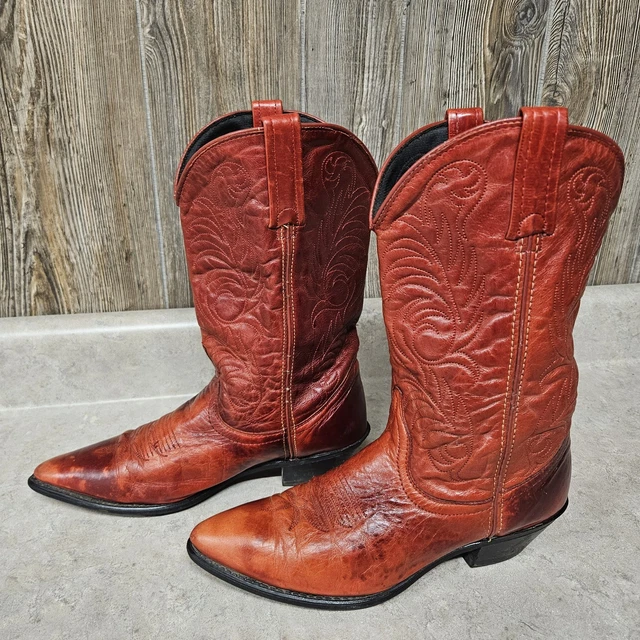 LEATHER UPPER BALANCE Mens 8.5 Western Cowboy Boots Distressed Rodeo ...
