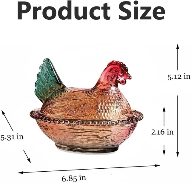 GLASS HEN ON Nest Candy Dish, Large Candy Bowl with Lid, Crystal Candys ...