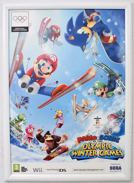 MARIO & SONIC Olympic Winter Games RARE Wii NDS 42cm x 59cm Promotional ...