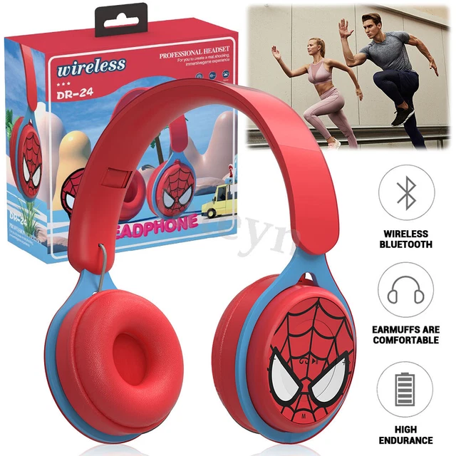 KIDS WIRELESS HEADPHONES Headset Super Heroes Spider Man Bluetooth ...