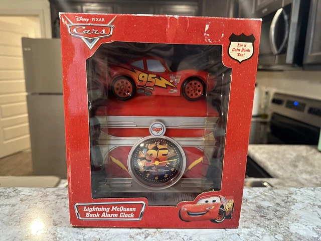 DISNEY PIXAR CARS Movie Lightning McQueen Coin Bank Alarm Clock 1st ...