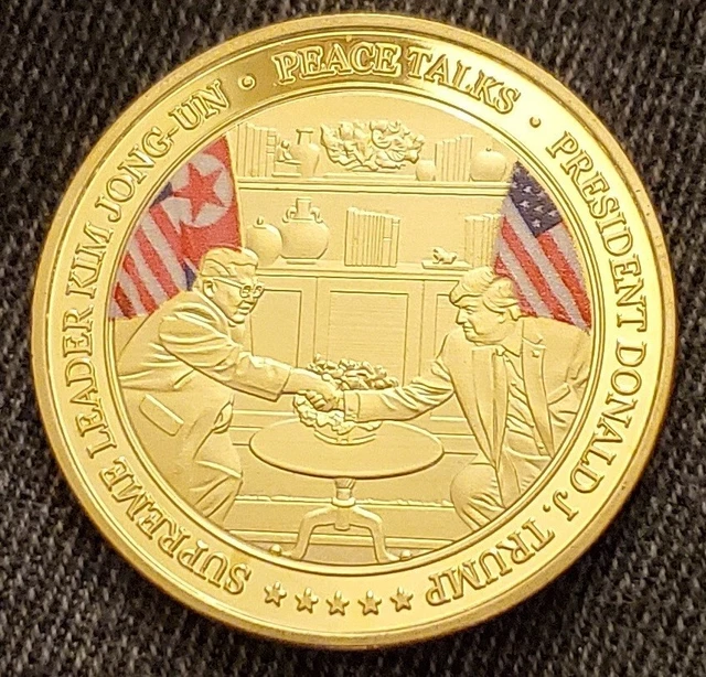 DONALD TRUMP KIM Jong Un II Gold Coin I Singapore Summit to stop World ...