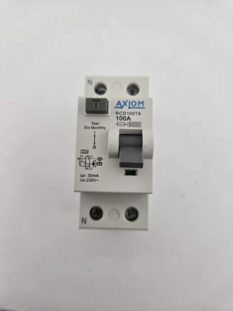AXIOM 100A RCD Double Pole 30mA Type A Residual Current Device Consumer ...