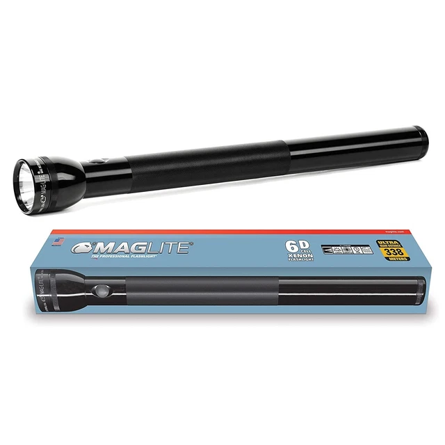 MAGLITE 6D PRO Xenon Torch Flashlight 338 Metres 6-Cell D Mag-Lite USA ...
